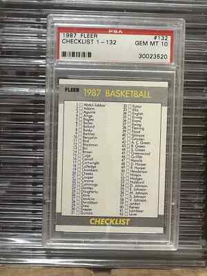 1987 Fleer Basketball #132 Checklist 1-132 PSA 10 GEM MINT | eBay