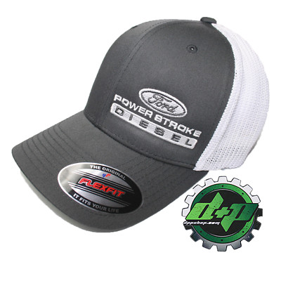 Ford Powerstroke truckers mesh summer hat Char. Gray White cap fitted ...