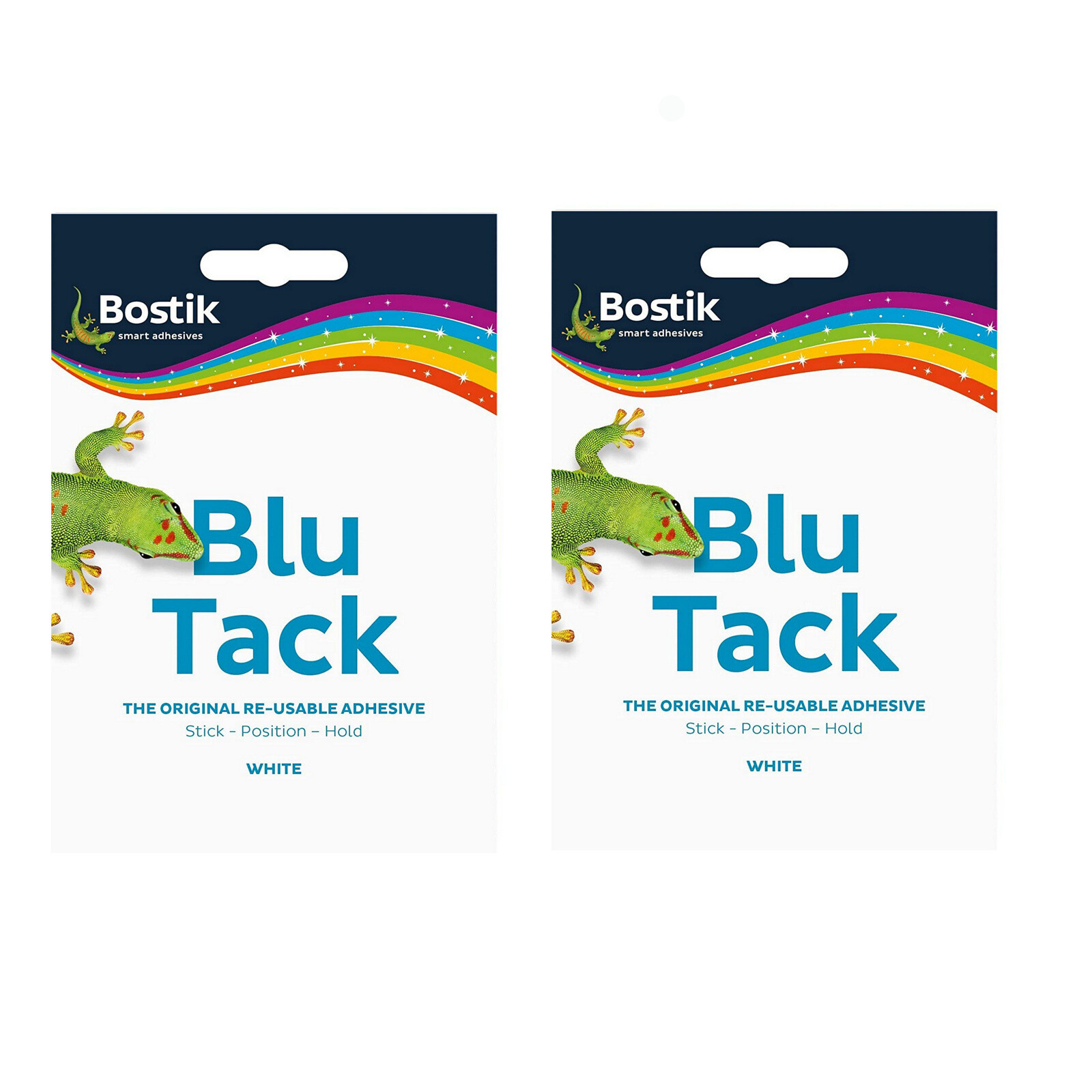 2 x Bostik Blu Tack White Sticky Reusable Tack Handy Size 60g ...