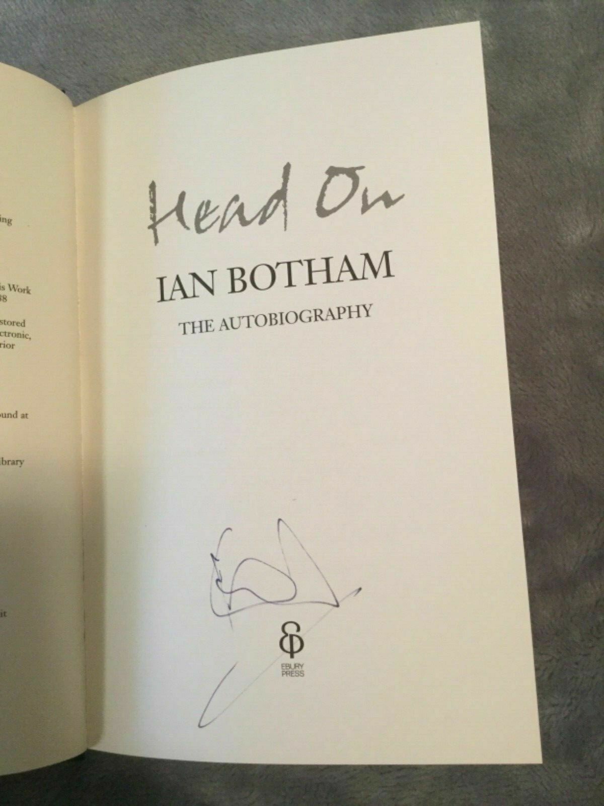 IAN BOTHAM ENGLAND CRICKET HEAD ON AUTOBIOGRAPHY SIGNED 1ST EDITION ...