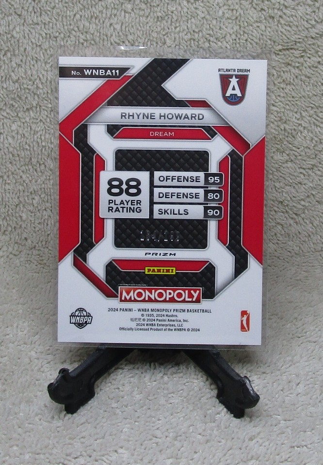 RHYNE HOWARD 2024 WNBA Prizm Monopoly LIGHT BLUE PRIZMS Card Serial ...