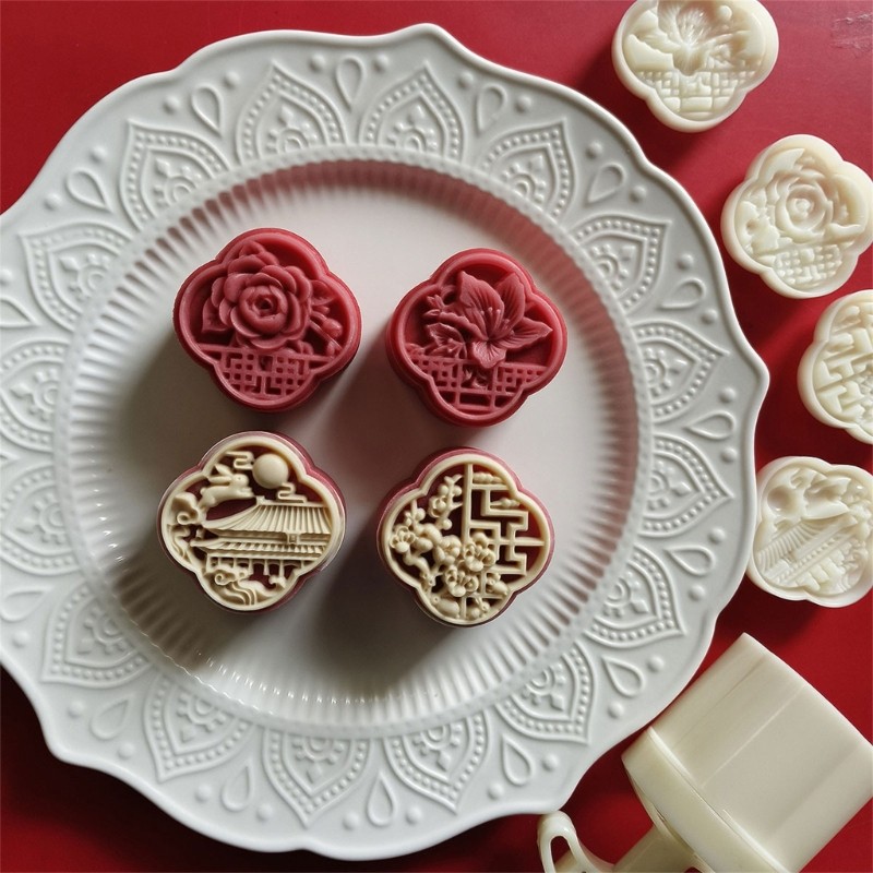 Elegant Mooncakes Stamp Set 75g Flower Mooncakes Press for Festival ...