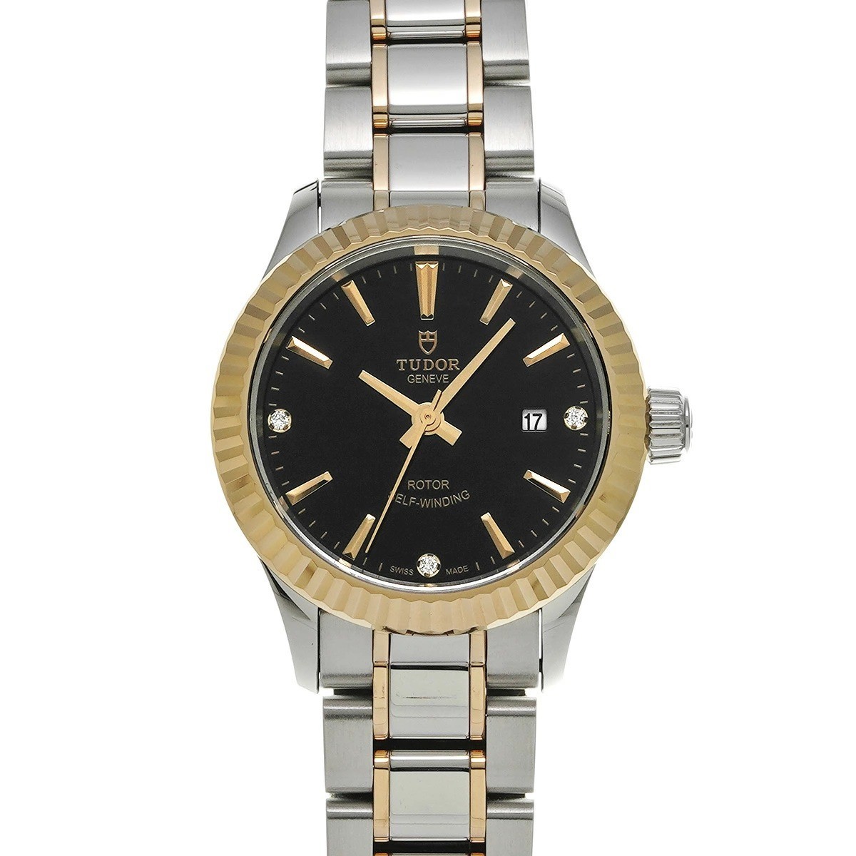 TUDOR Style 12113 Black Men's Stainless Steel Yellow Gold Wristwatch ...