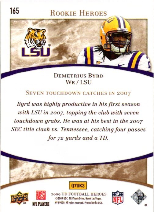 2009 Upper Deck Heroes #165 Demetrius Byrd RC | eBay