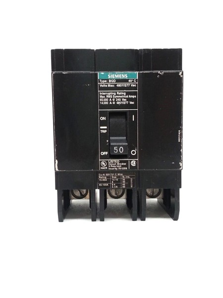 BQD350 Siemens 3 Pole 50 Amp Circuit Breaker for sale online | eBay
