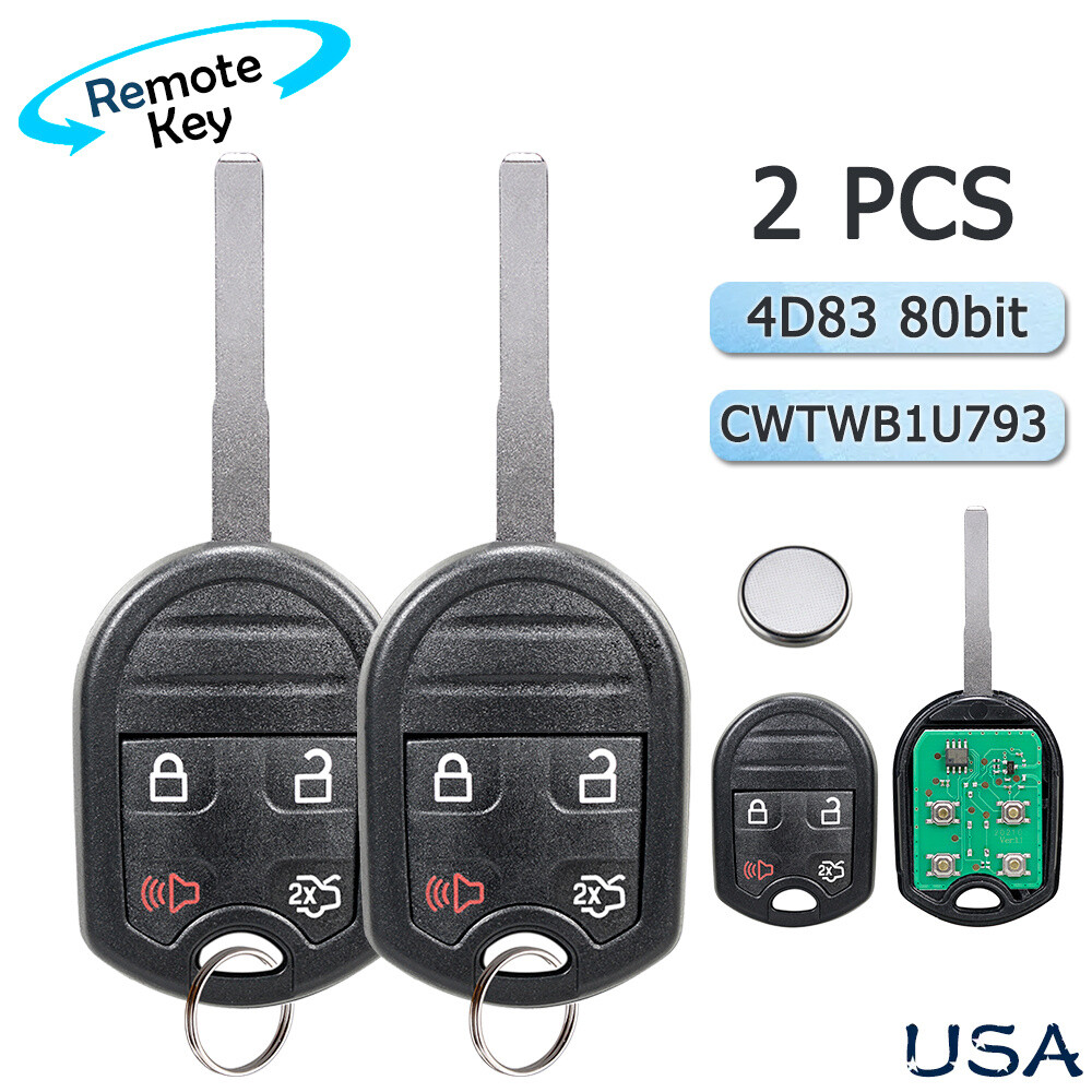 2 FOR 2015 - 2019 FORD FIESTA REMOTE HEAD KEY FOB CWTWB1U793 164-R7976 ...