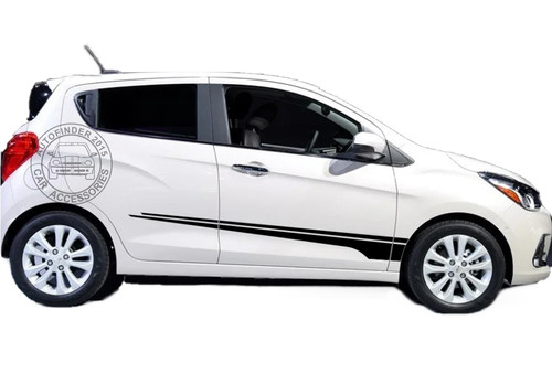 2 PCS Car Stickers For Chevrolet Spark Racing Sport Stripes Side Skirt ...