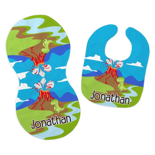 Baby Boy Personalized Custom Dinosaur T-Rex Bib and Burp Cloth Set | eBay