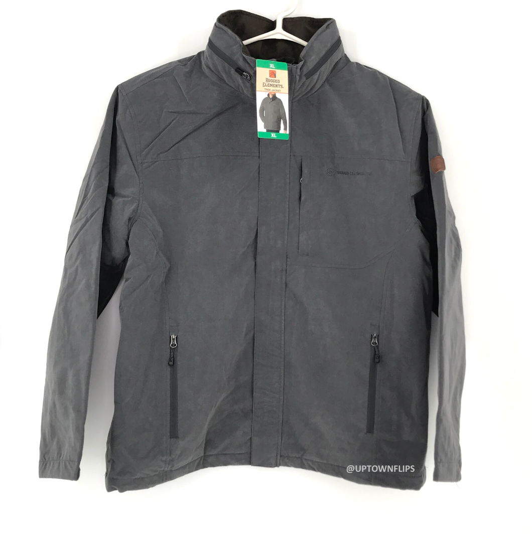 Rugged Elements Mens Jacket XL Gray Full Zip Wind Water Resistant ...