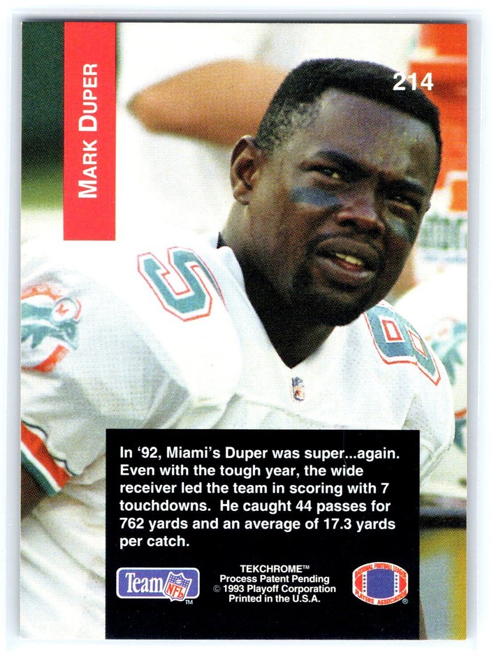 1993 Playoff Football #214 Mark Duper Miami Dolphins | eBay