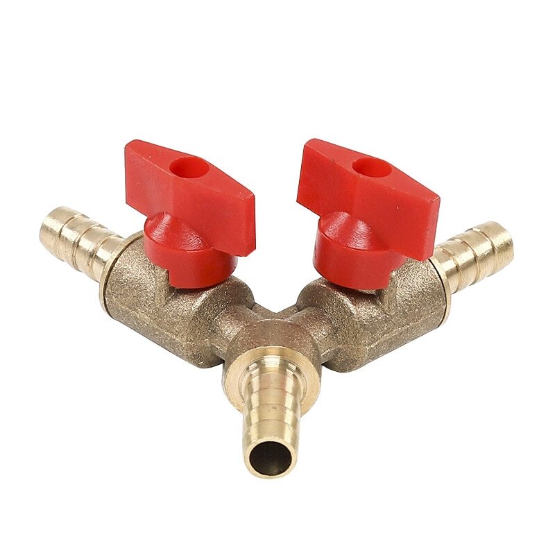 Hose Connector 3 Way Shut Off Coupling Splitter Y Ball Valve Fuel Gas ...
