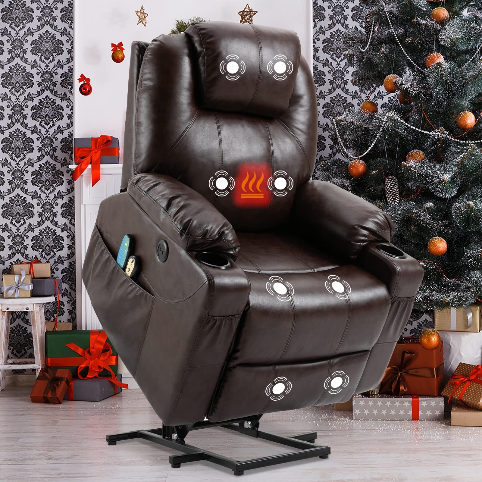 Electric Power Lift Recliner Chair for Elderly with Massage Heat Remote ...