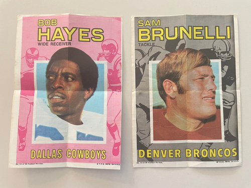 🏈BOB HAYES #11+SAM BRUNELLI #14 1971 Topps Insert NFL Pin Up -Vintage🏈 ...