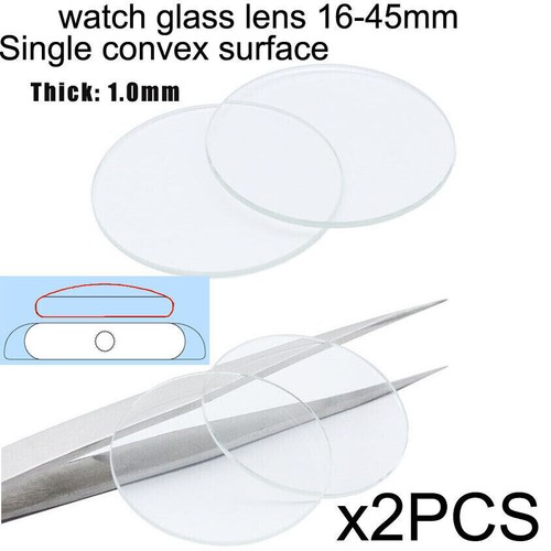 2x Single Dome Convex Watch Glass Clear Dial Lens Mirror Watch Crystal ...