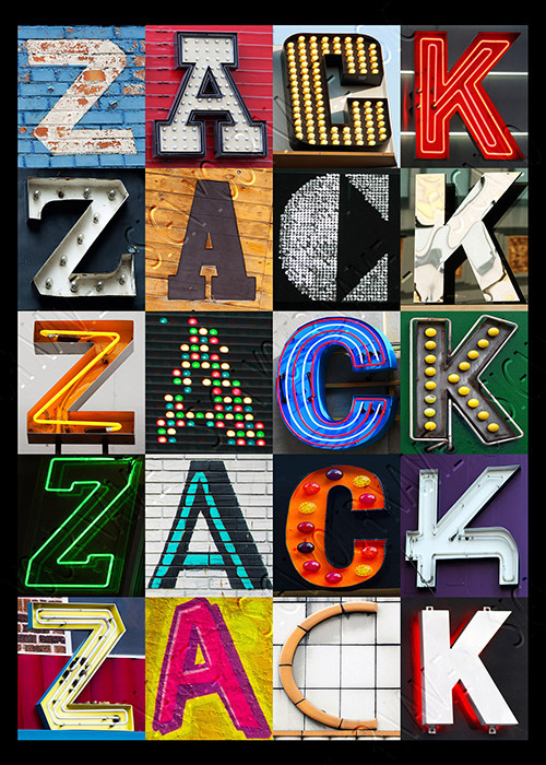 Personalized Playing Cards featuring ZACK in letters from photos of ...
