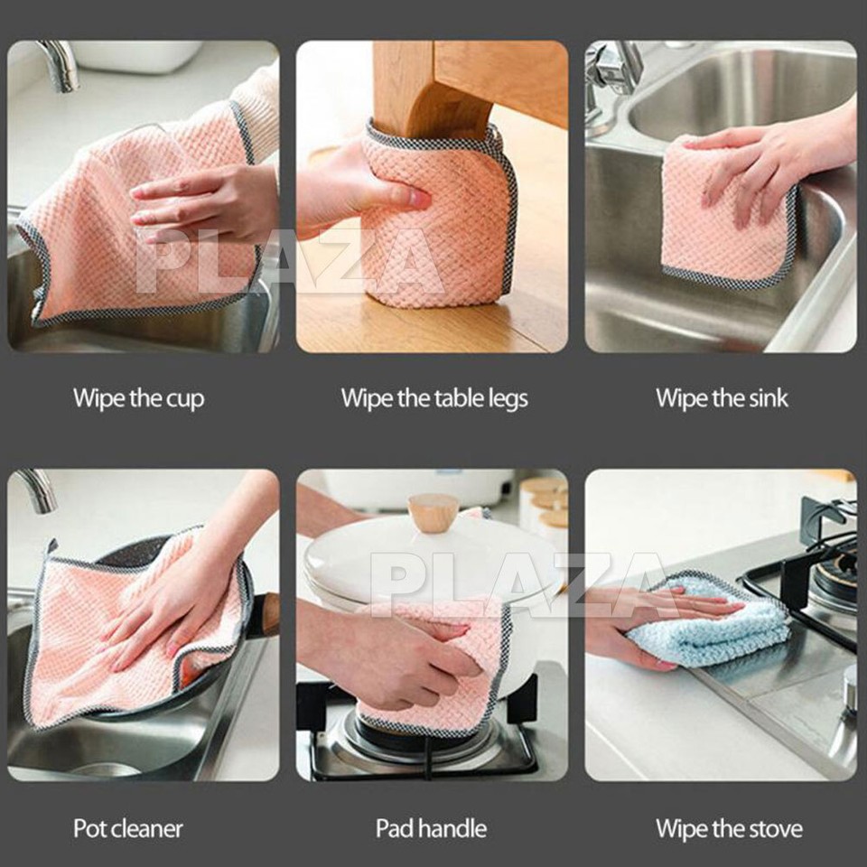 4PCS Cleaning Cloth Microfiber Dish Car Glass Kitchen Towel Washing Rag ...