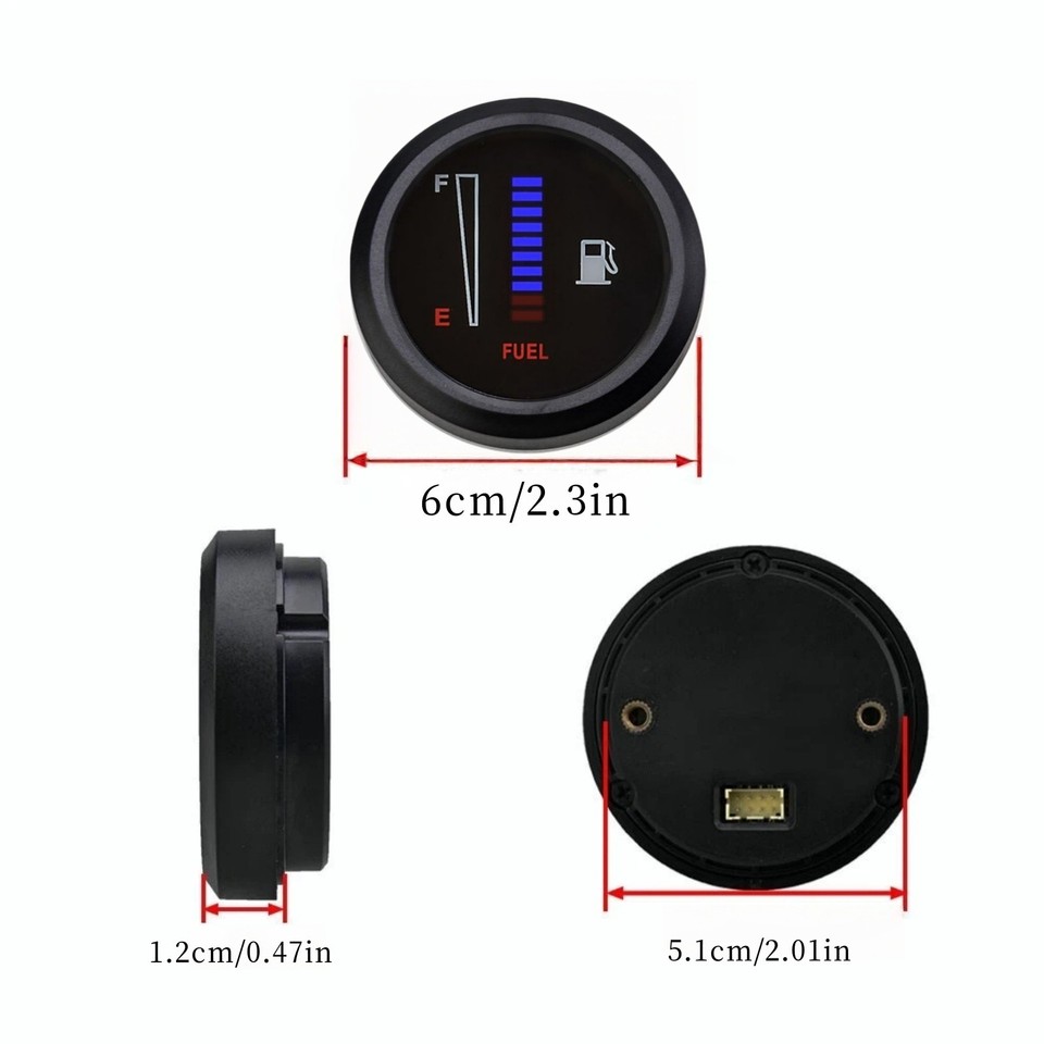 DC12V/24V Oil Level Indicator 10 LED Fuel Gauge ABS 5.2cm Anti-Flicker ...