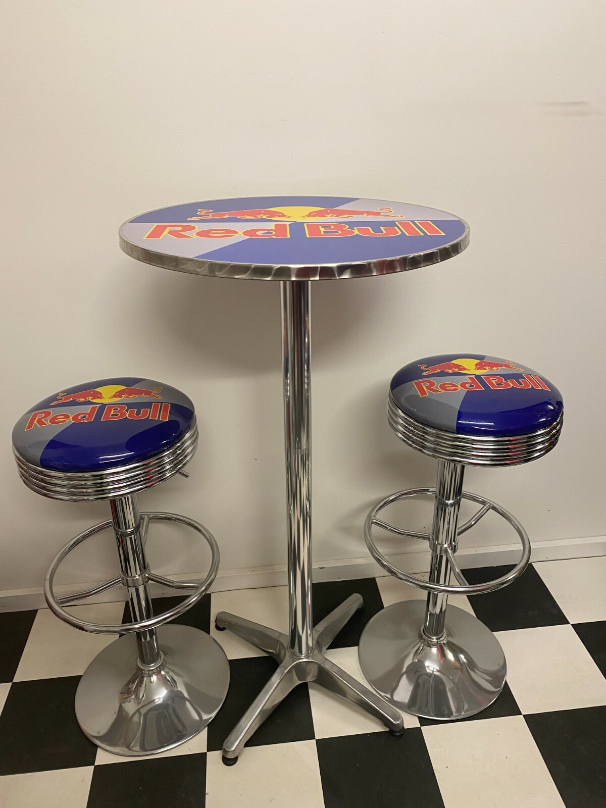 RED BULL ENERGY DRINK PREMIUM BAR STOOLS X 2 AND TABLE ADJUSTABLE ...