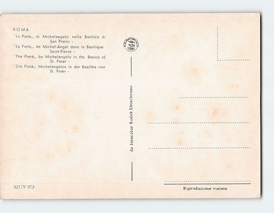 Postcard The Pieta Sculpture by Michelangelo | eBay