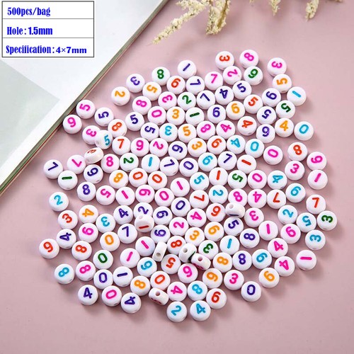 500pcs/bag Acrylic Beads Number Beads 4x7 mm Flat Alphabet Beads ...