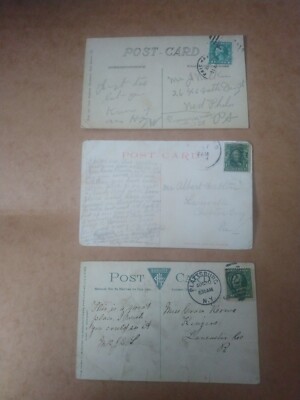 3 Post Cards from the 1920's with 3 different one cent postage stamps ...