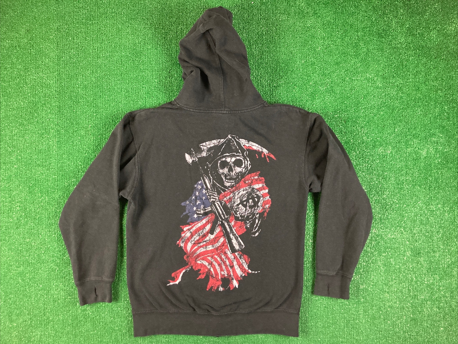 Sons Of Anarchy Hoodie Mens M Black Full Zip Sweatshirt Sweater Reaper ...