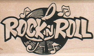 Rock 'N' Roll 1 3/4 x 2 3/4" Rubber Stamp, Music Stamp, Rock and Roll ...