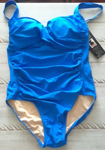 NWT LADIES SIZE 12 SHORE SHAPERS BLUE COLOR 1 PIECE SWIMSUIT MSRP 85.00 ...