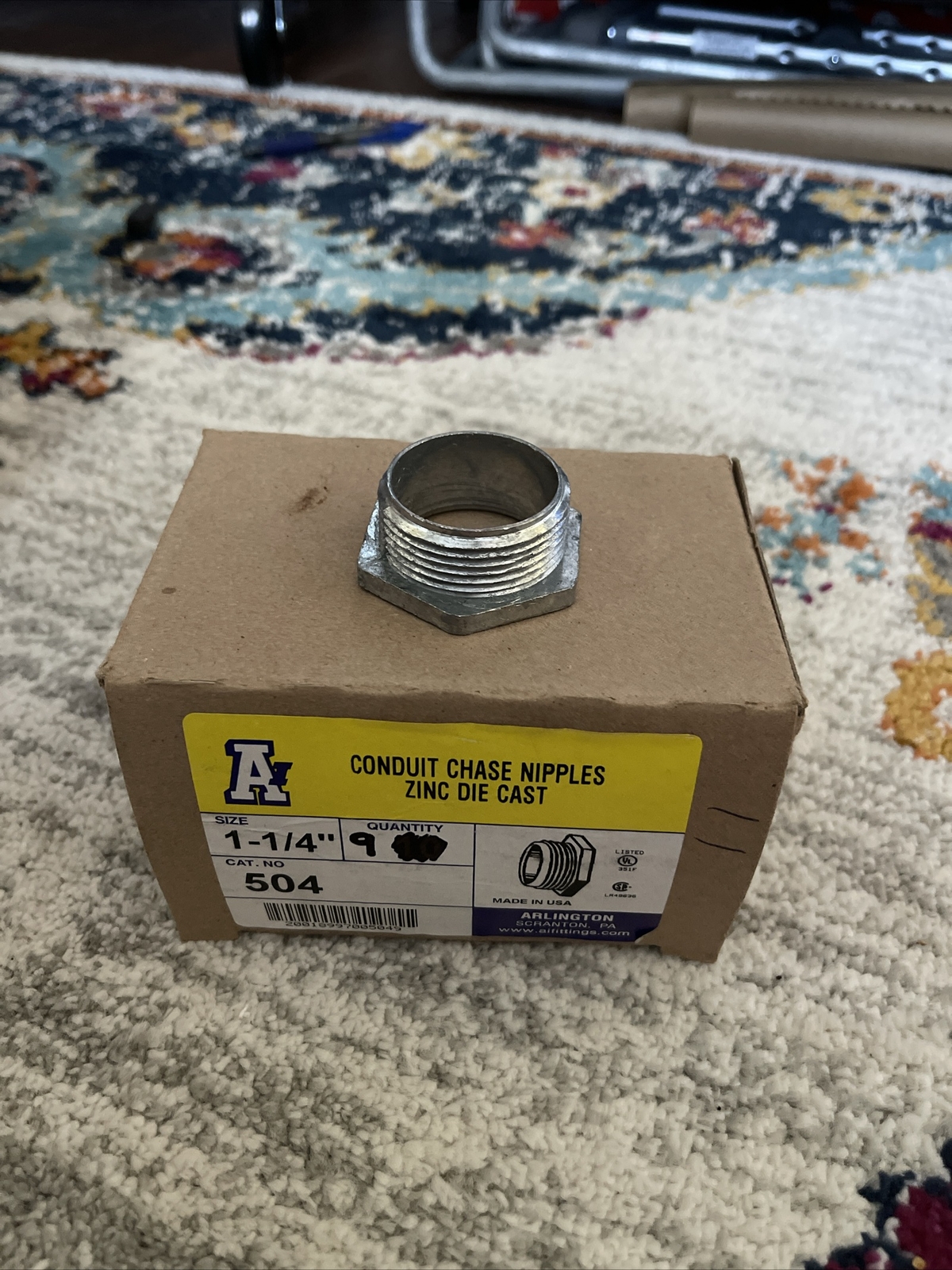 ARLINGTON 1-1/4" CONDUIT CHASE NIPPLES Electrical ZINC DIE CAST 504 BOX ...