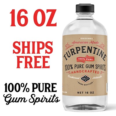 100% Pure Gum Spirits of Turpentine, 16 OUNCE BOTTLE natural spirit ...