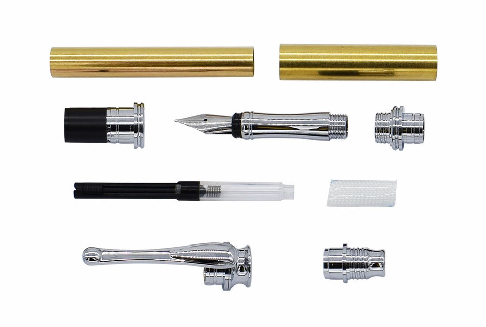 DIY Aston Martin Fountain Pen Kits Gold Chrome Woodturning Kits Pen ...