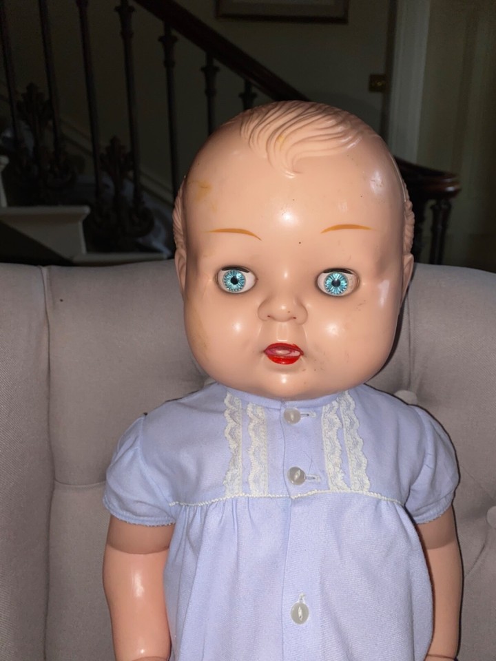 1950s Vintage Large RODDY Baby Doll Piercing Blue Eyes Walking Pram ...
