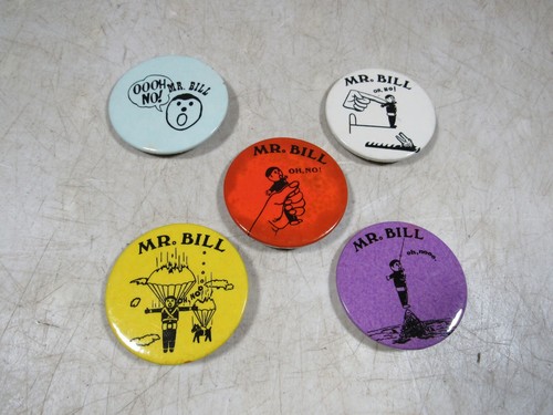 5 Vintage 1970's SNL Mr Bill Pin Back Buttons Saturday Night Live Oh No ...
