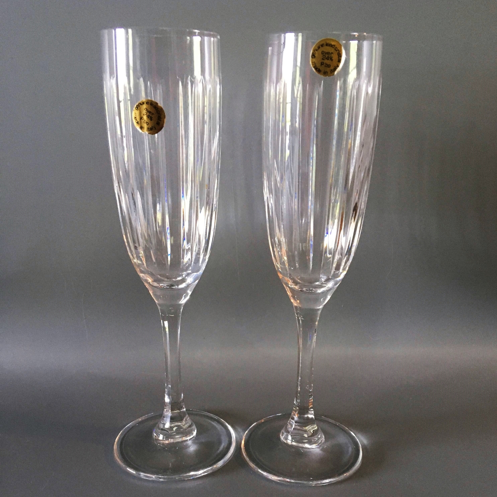 Set of Two Italian Lead Crystal Champagne Flutes | eBay