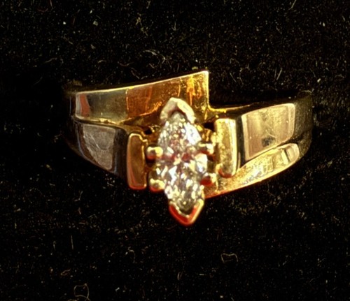 10k Gold .15ct Marquis Diamond Ring 1.83 Grams | eBay