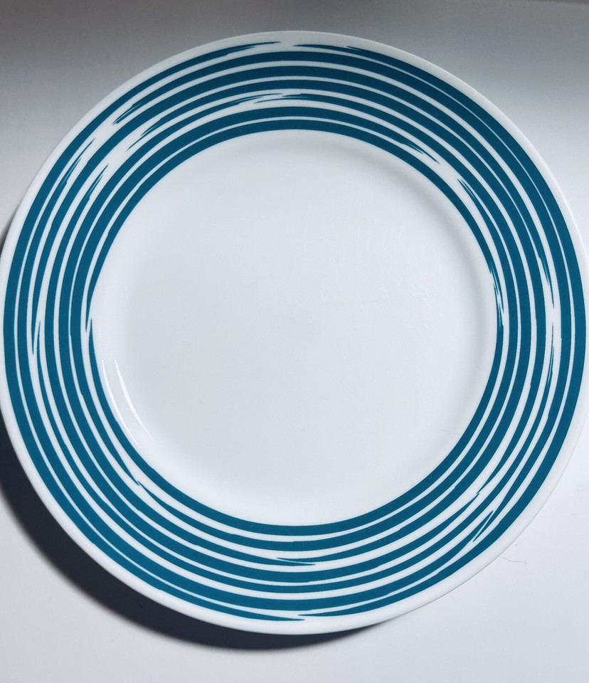 4 Corelle Strokes Of Color Brushed Turquoise Blue Aqua Dinner Plates 10 ...