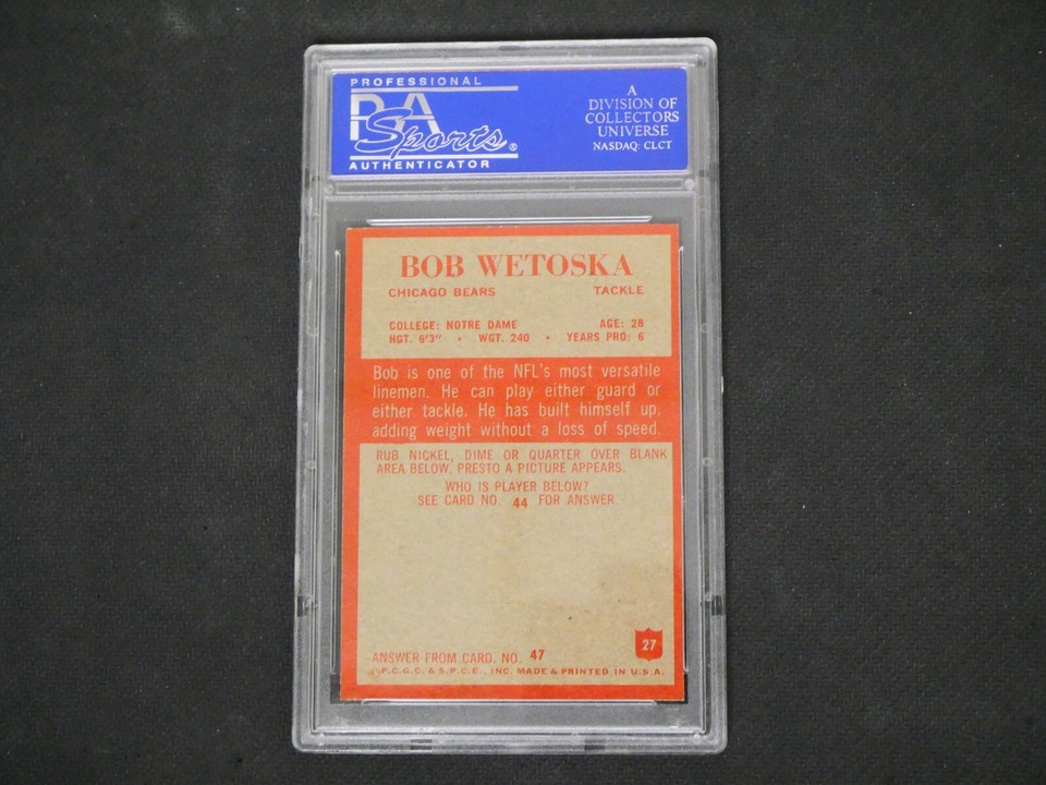 BOB WETOSKA 1965 PHILADELPHIA FOOTBALL #27 - PSA 8 NM-MT - CHICAGO ...