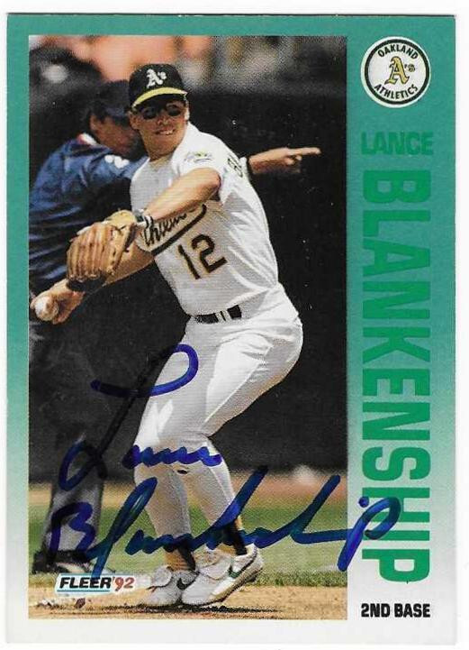 LANCE BLANKENSHIP 1992 FLEER AUTOGRAPHED SIGNED # 250 OAKLAND A'S | eBay