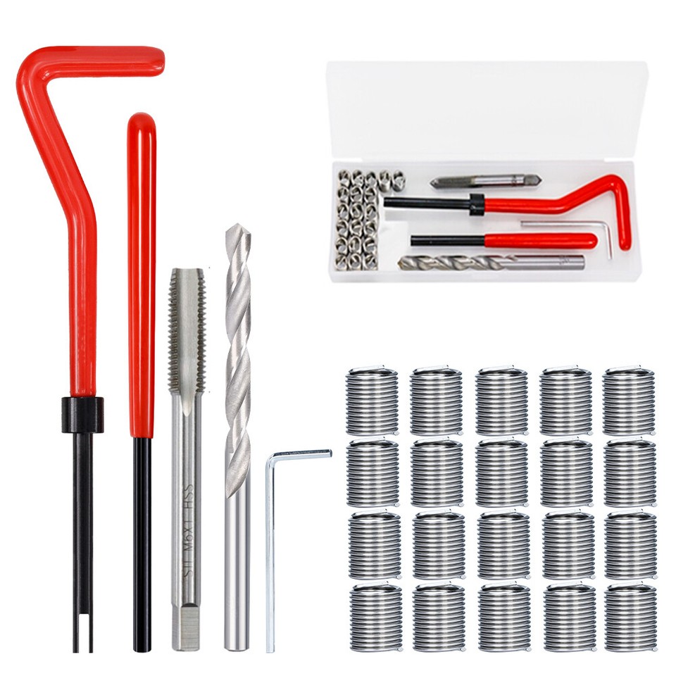 25Pcs M6 x 1.0 Metric Thread Repair Kit Install Tool Wire Inserts ...