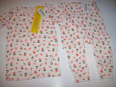 Old Navy Pajama 2pc Set Girls 5Toddler Flower Print Cotton New | eBay