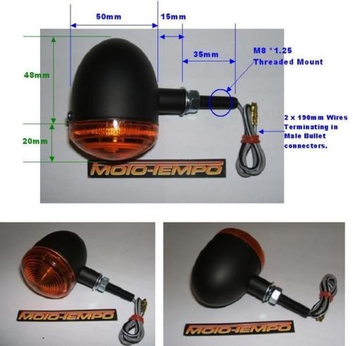 New Metal Body Matt Black Bullet INDICATORS Motorcycle Bobber Cafe ...