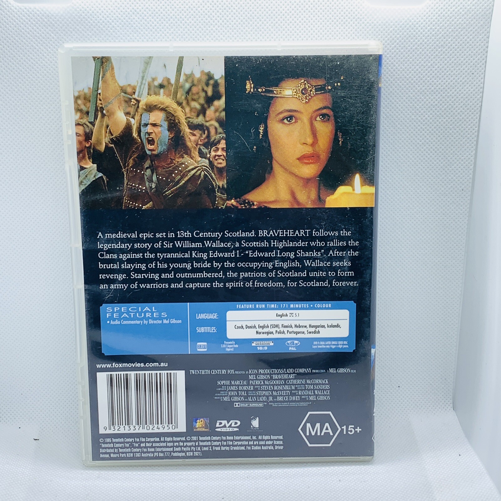 Braveheart DVD Region 4 Mel Gibson Rated MA15+ | eBay
