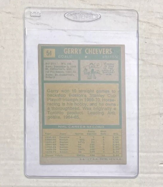 1971-72 Topps Hockey Card #54 Gerry Cheevers Boston Bruins | eBay