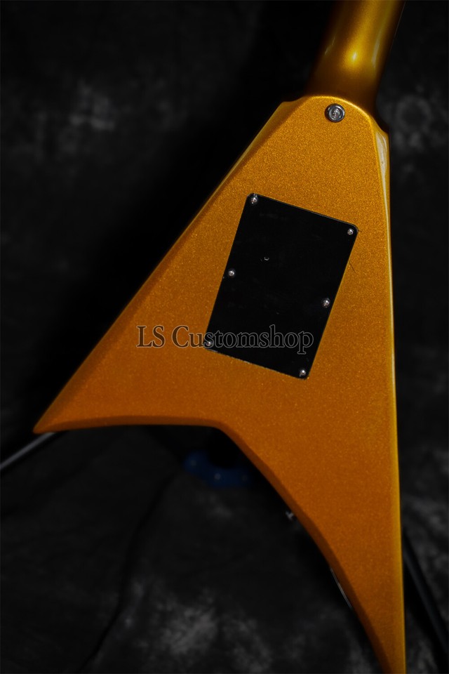 Custom Randy Rhoads RR Electric Guitar Gold Flying V Chrome Hardware ...