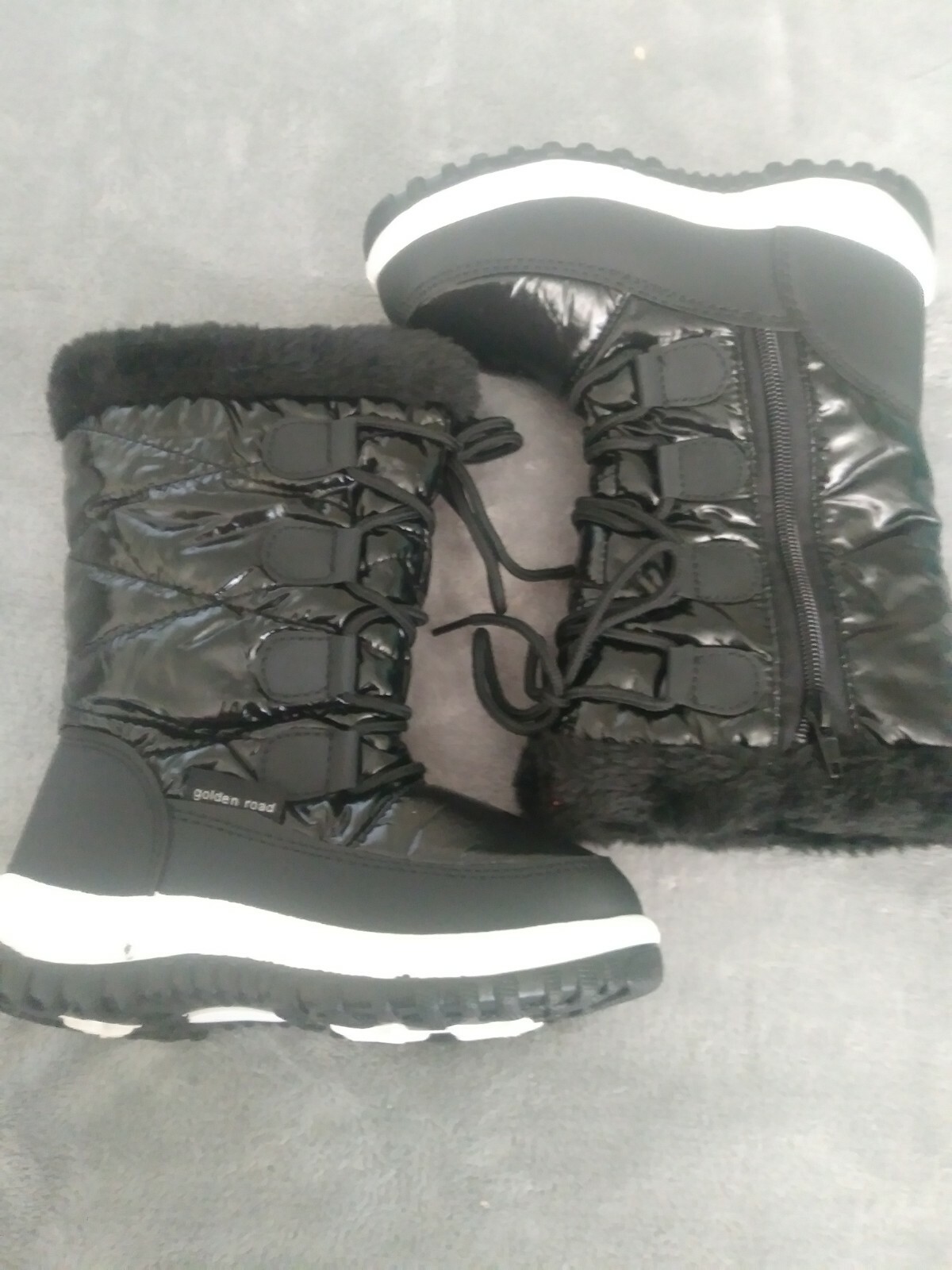 Casual Winter Boots Girls Black Size 12 Golden Road Side Zipper Lace ...