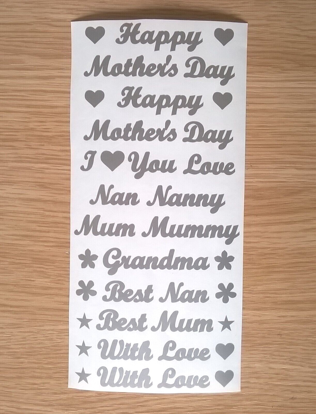 Mothers Day Nan Nanny Words Vinyl Stickers for cards gifts glasses ...