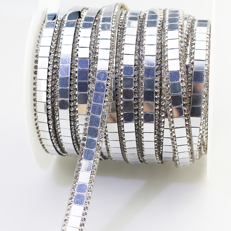 Shiny Mirror Rhinestone Ribbon Trim By Yard Hot Fix Applique DIY Edging ...