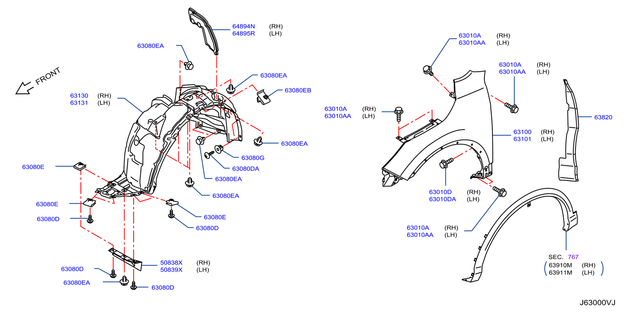 Genuine Nissan Protector-front Fender LH 638416MA0A / 63841-6ma0a OEM ...