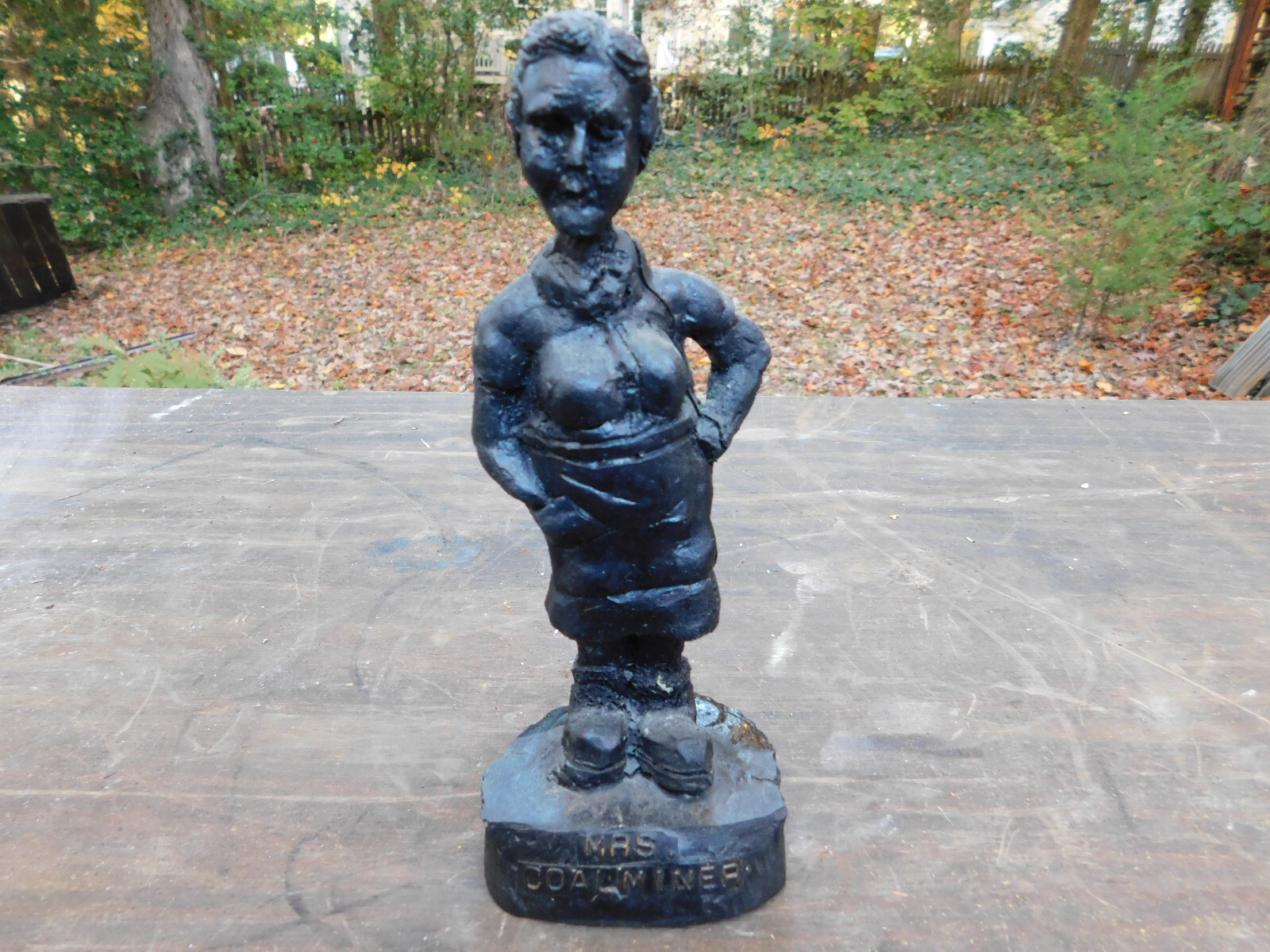 Vintage Hand Carved Coal Statue of Mrs. Coal Miner 7.5" from single ...