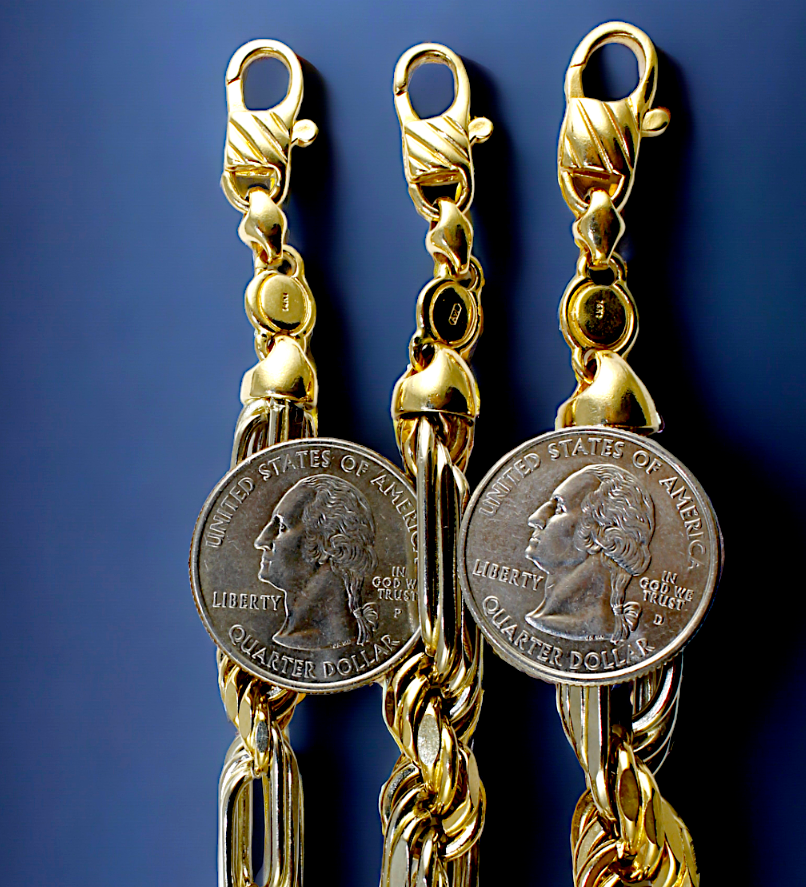 14K Two Tone Gold 10mm-12mm Milano Figaro Rope Chain Necklace Diamond ...